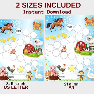 Farm Reward Chart - Kids Behavior Chart - Potty Training Chart - Chore ...