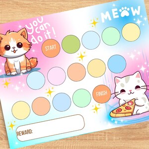 Printable Cat Reward Chart - Kids Reward Chart - Behavior Chart - Potty ...