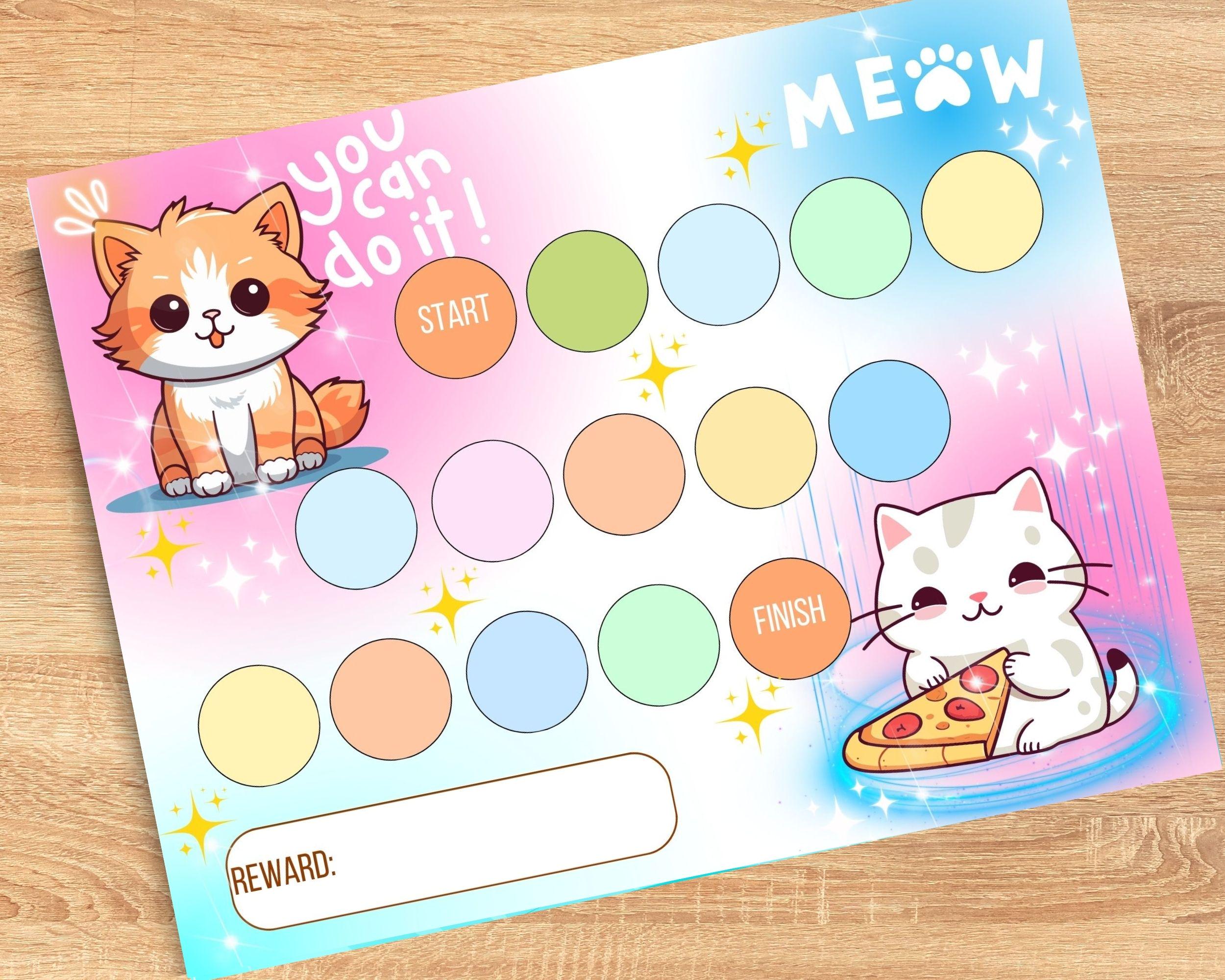 Printable Cat Reward Chart - Kids Reward Chart - Behavior Chart - Potty ...