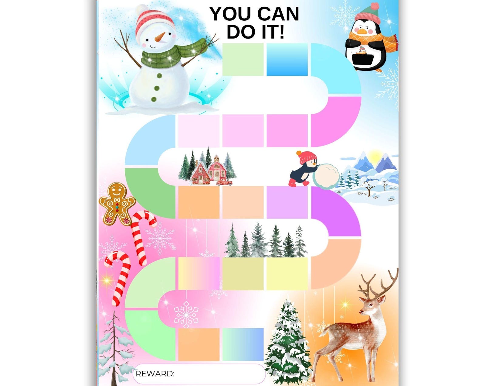 Christmas Reward Chart for Kids - Snowman Sticker Chart - Santa Prize ...