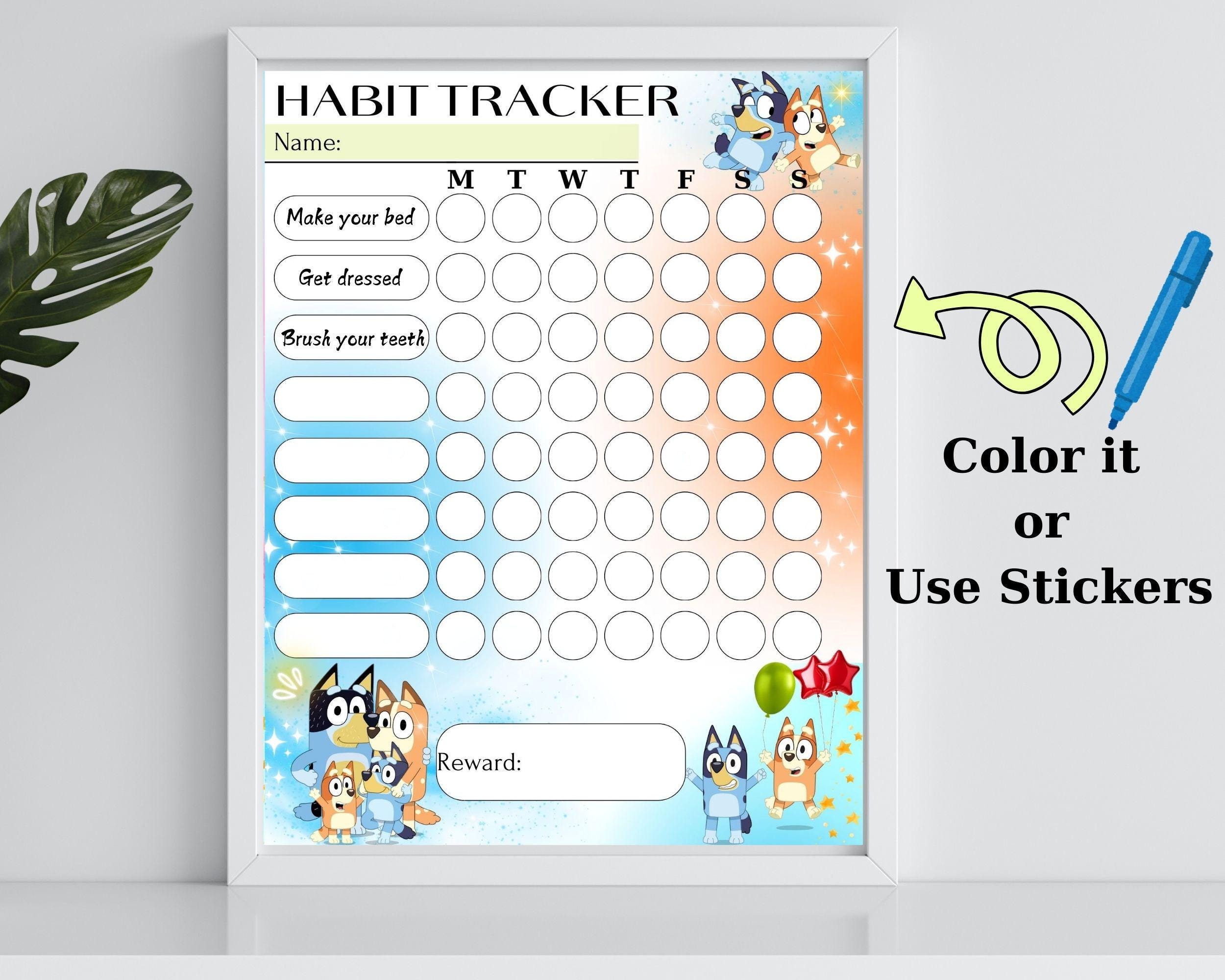 Bluey Reward Chart - Bluey Family Habit Tracker - Kids Routine Chart ...