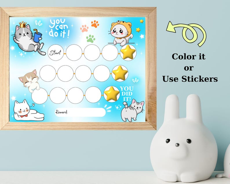 Funny & Cute Cat-themed Reward Chart for Kids – Printable Behavior ...