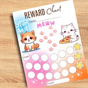 Printable Cat Reward Chart - Girls Reward Chart - Behavior Chart ...