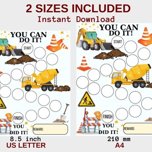 Digger Reward Chart - Boys Behavior Chart - Construction Reward Chart ...