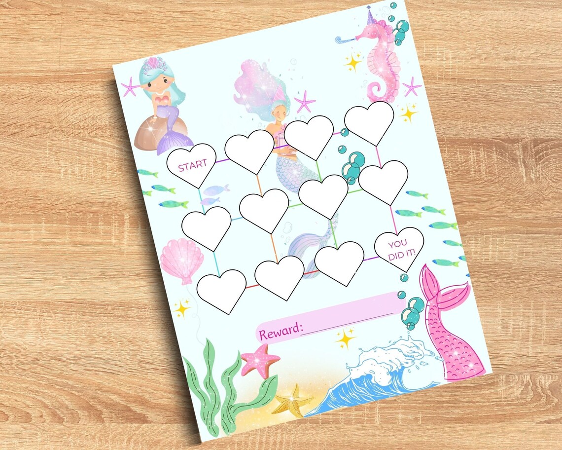 Printable Mermaid Reward Chart Sleeping Chart Ocean Reward Chart Under ...