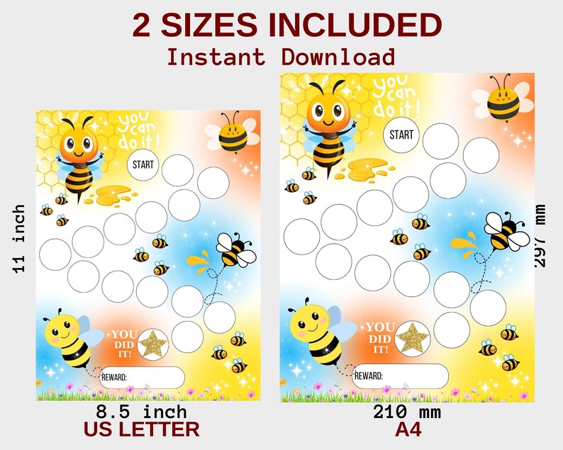 Bee Reward Chart for Kids – Printable Chore, Behavior & Potty Training ...