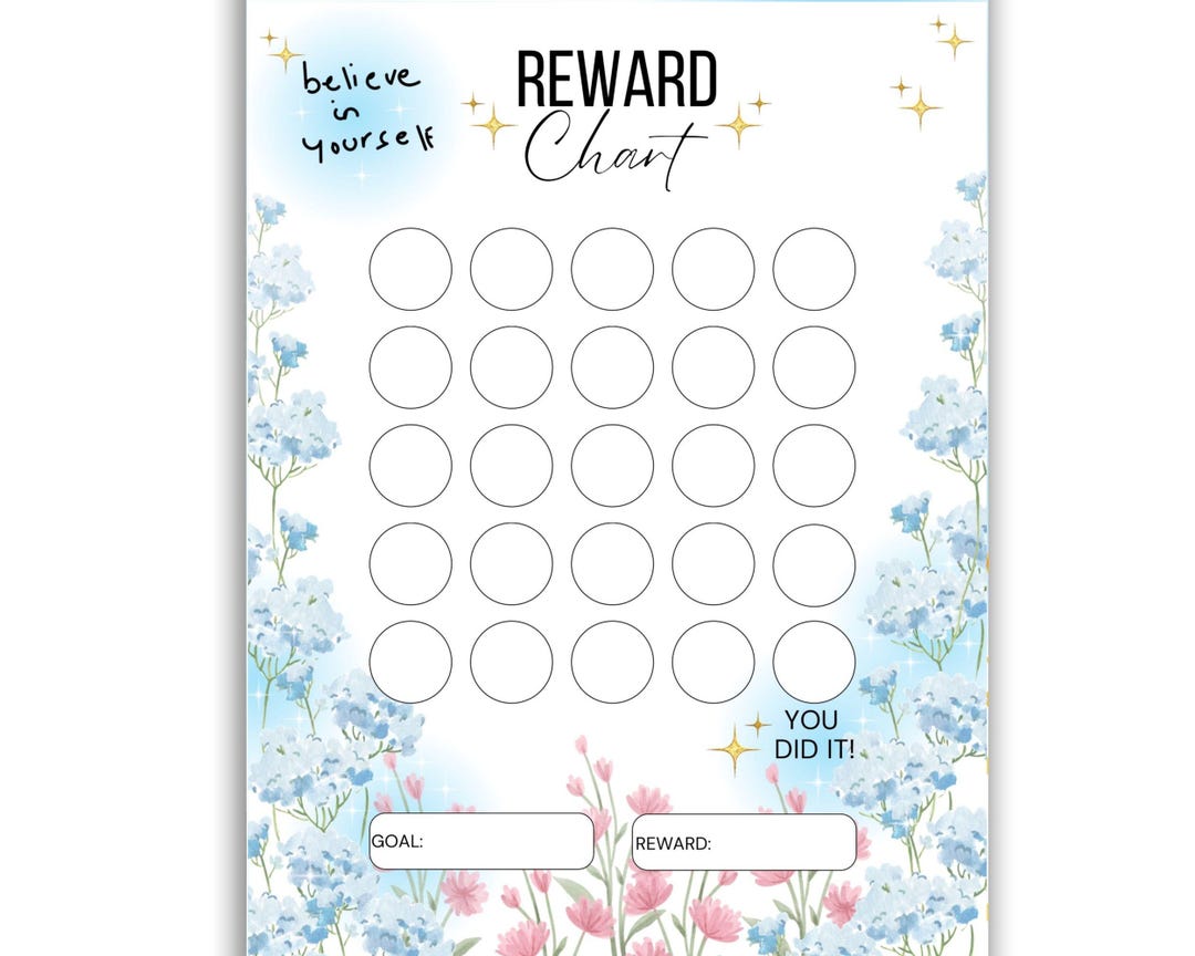 Floral Adult Reward Chart: Printable Habit & Goal Tracker (digital ...