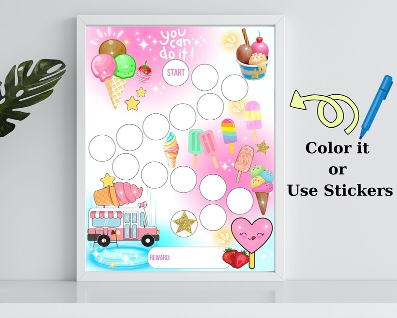 Ice Cream Reward Chart Kids Behavior Chart Potty Training Chart Chore ...