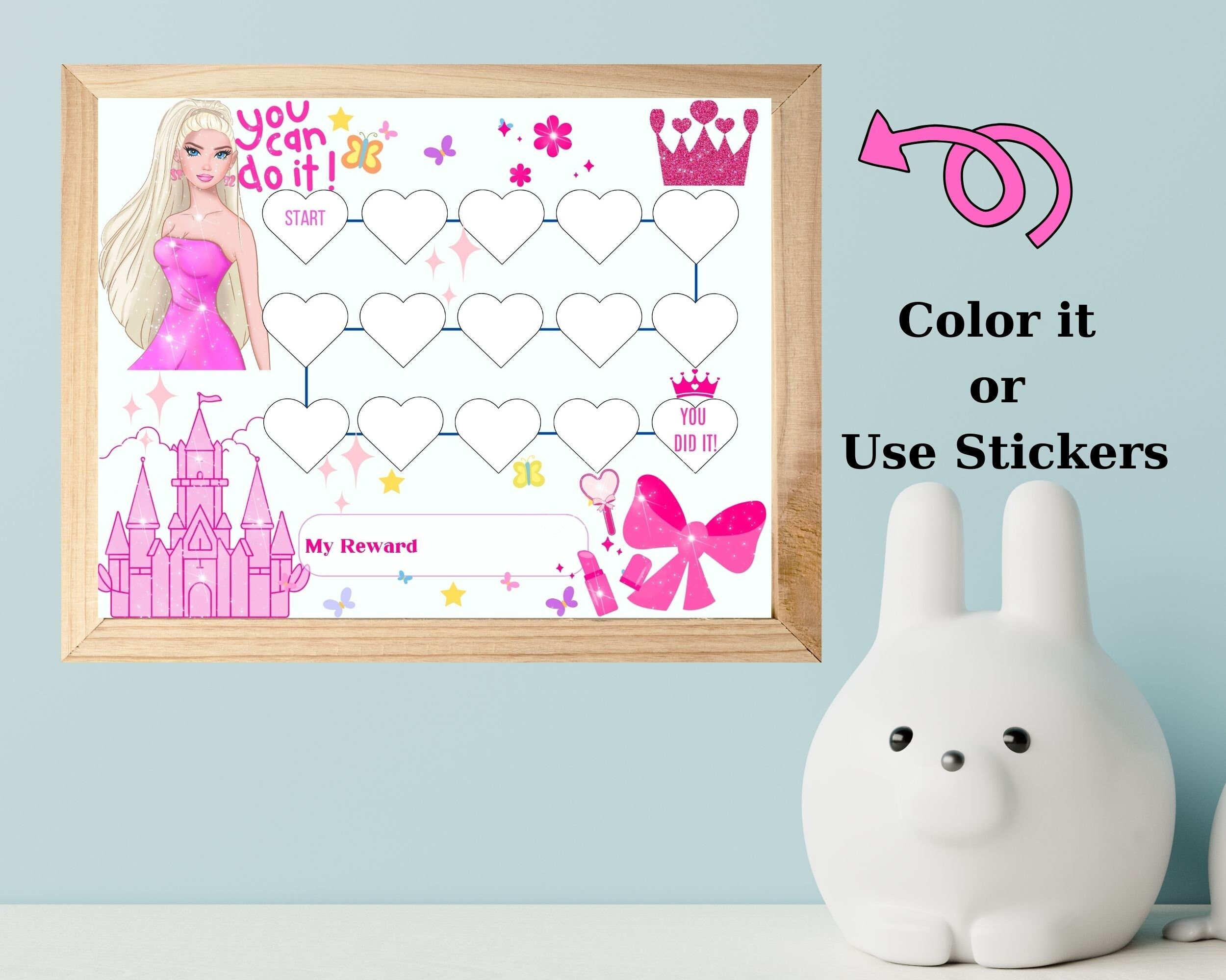 Barbie Reward Chart Girls Princess Reward Chart Potty Training Chart ...
