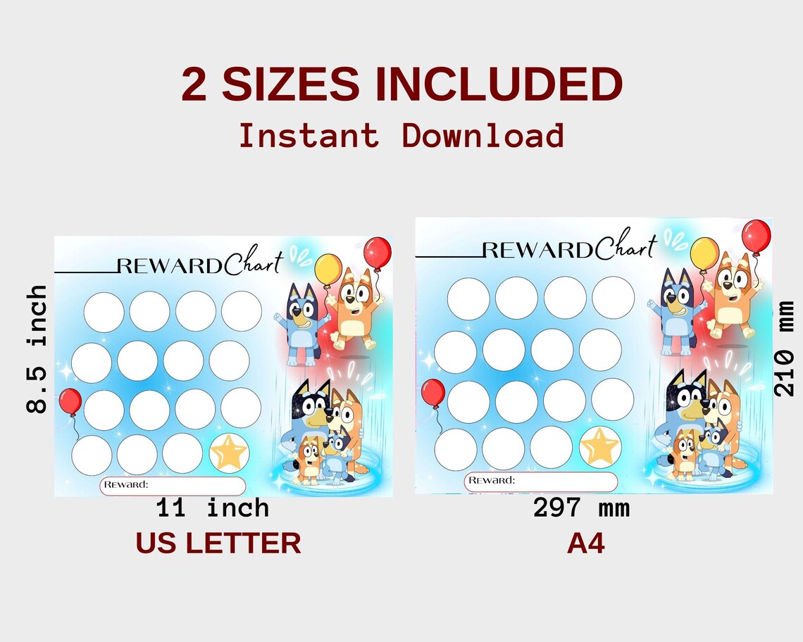 Bluey Reward Chart Kids Reward Chart Potty Training Chart Chore Chart ...