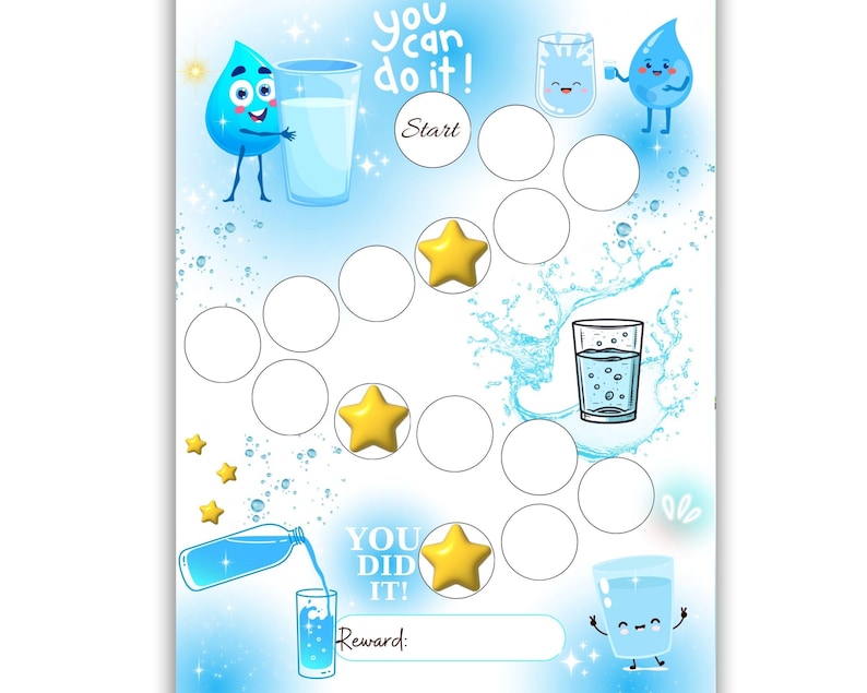 Water Drinking Reward Chart for Kids – Printable Hydration Tracker ...