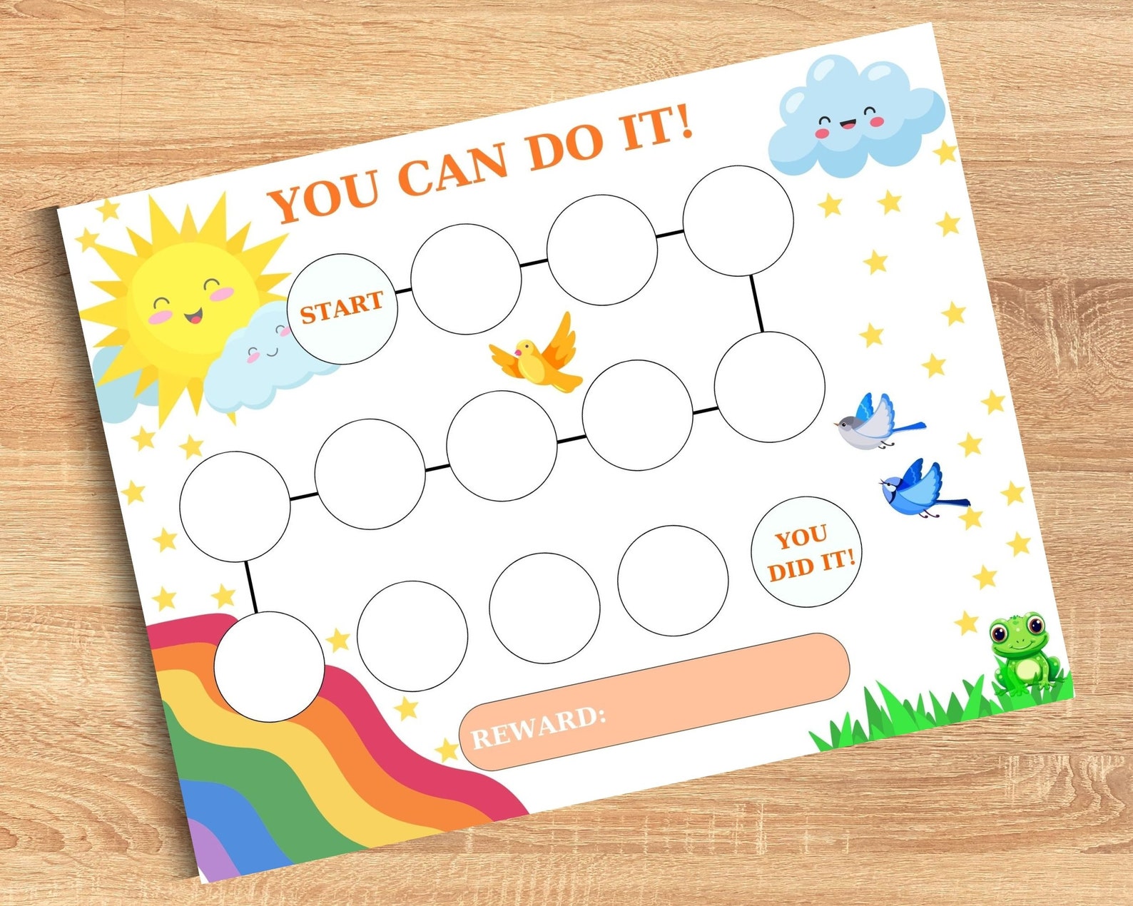 Printable Rainbow Reward Chart - Sun Rainbow Reward Chart - Potty ...