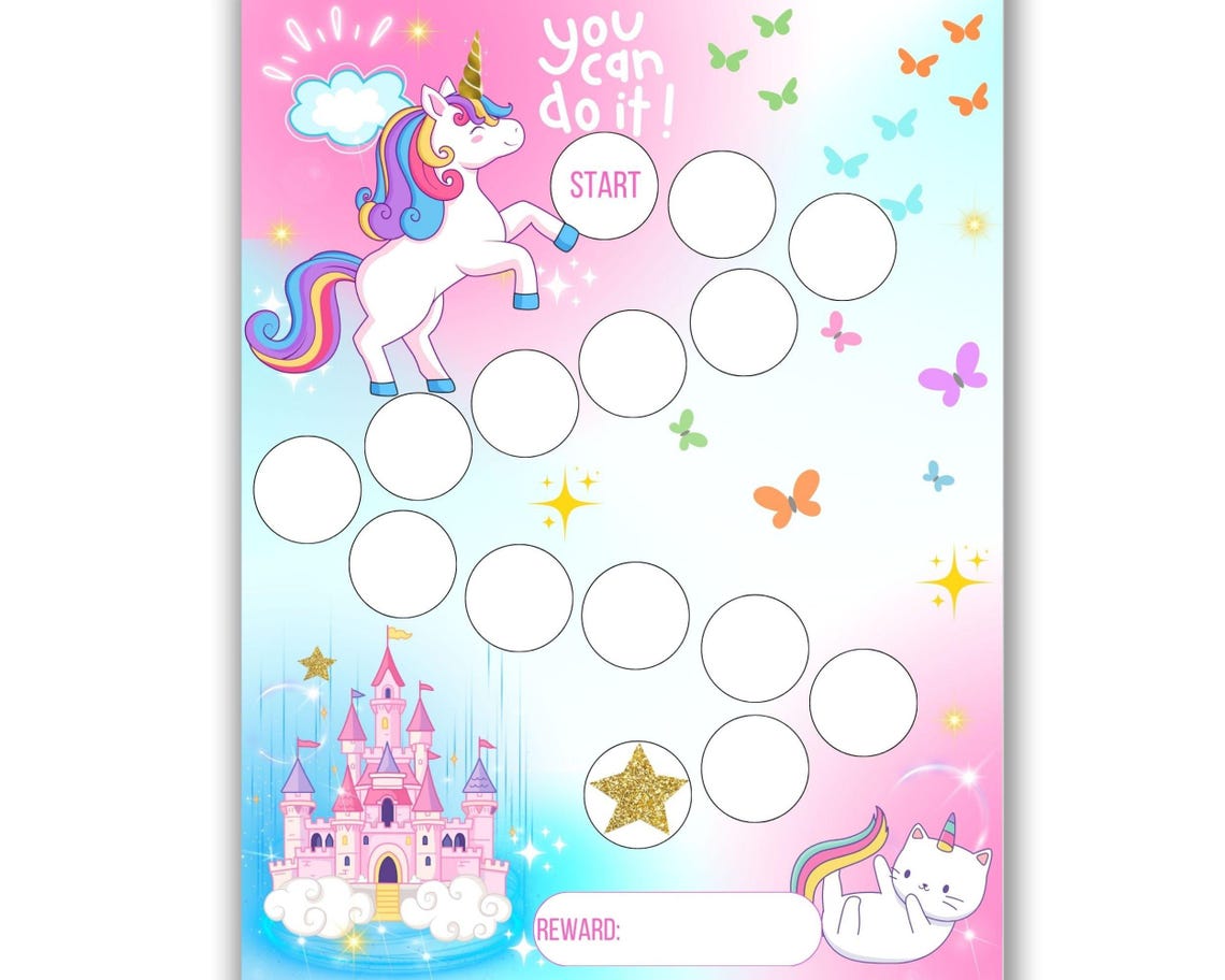 Unicorn Reward Chart: Chore - Behavior - Potty Training Tracker (PDF ...