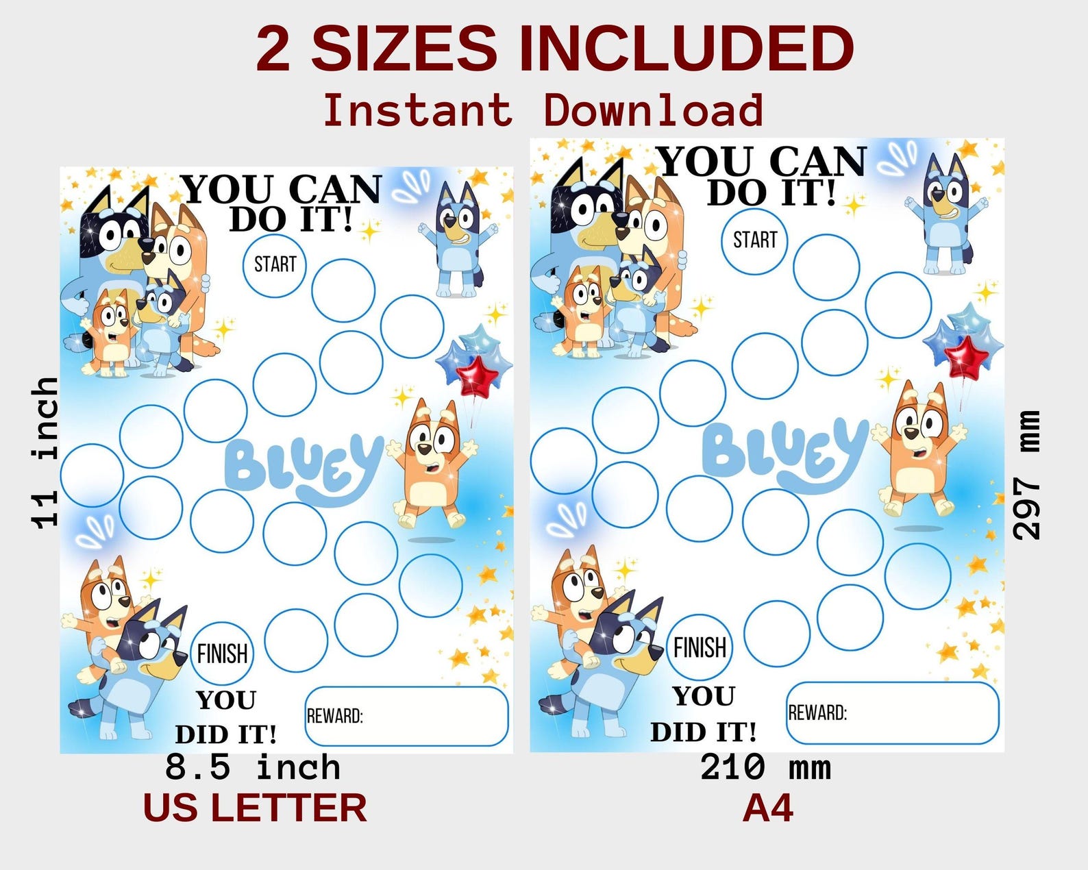 Bluey Reward Chart Kids Reward Chart Potty Training Chart Chore Chart ...