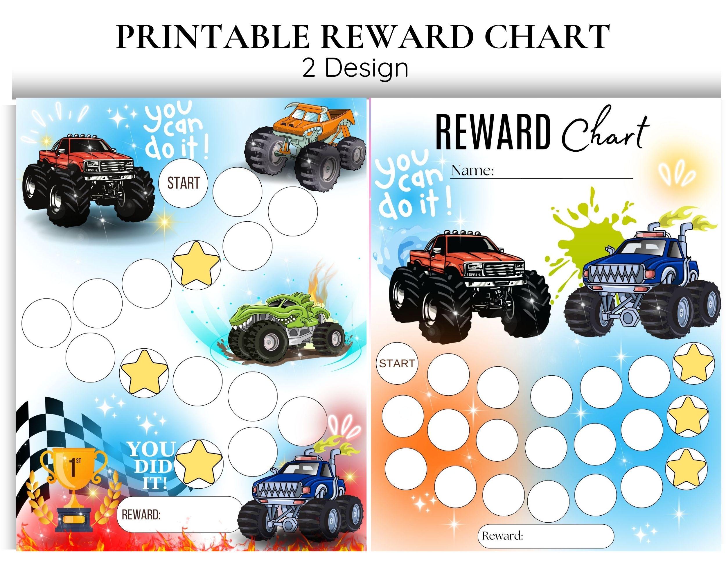 Monster Truck Reward Chart Printable - Behavior Chart for Kids - Boys ...