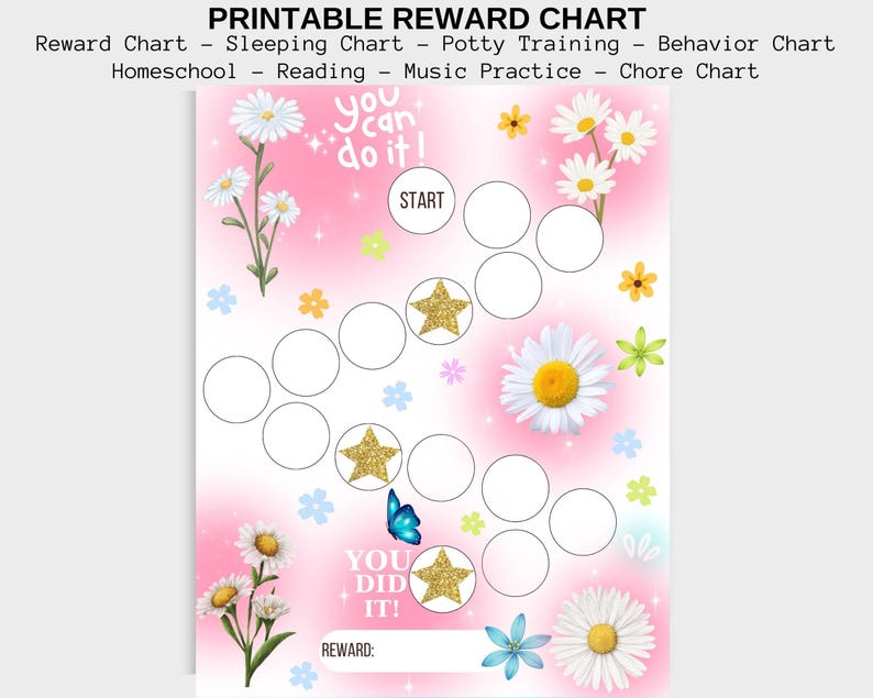 Daisy Reward Chart for Kids - Printable Behavior Chart - Flower Routine ...