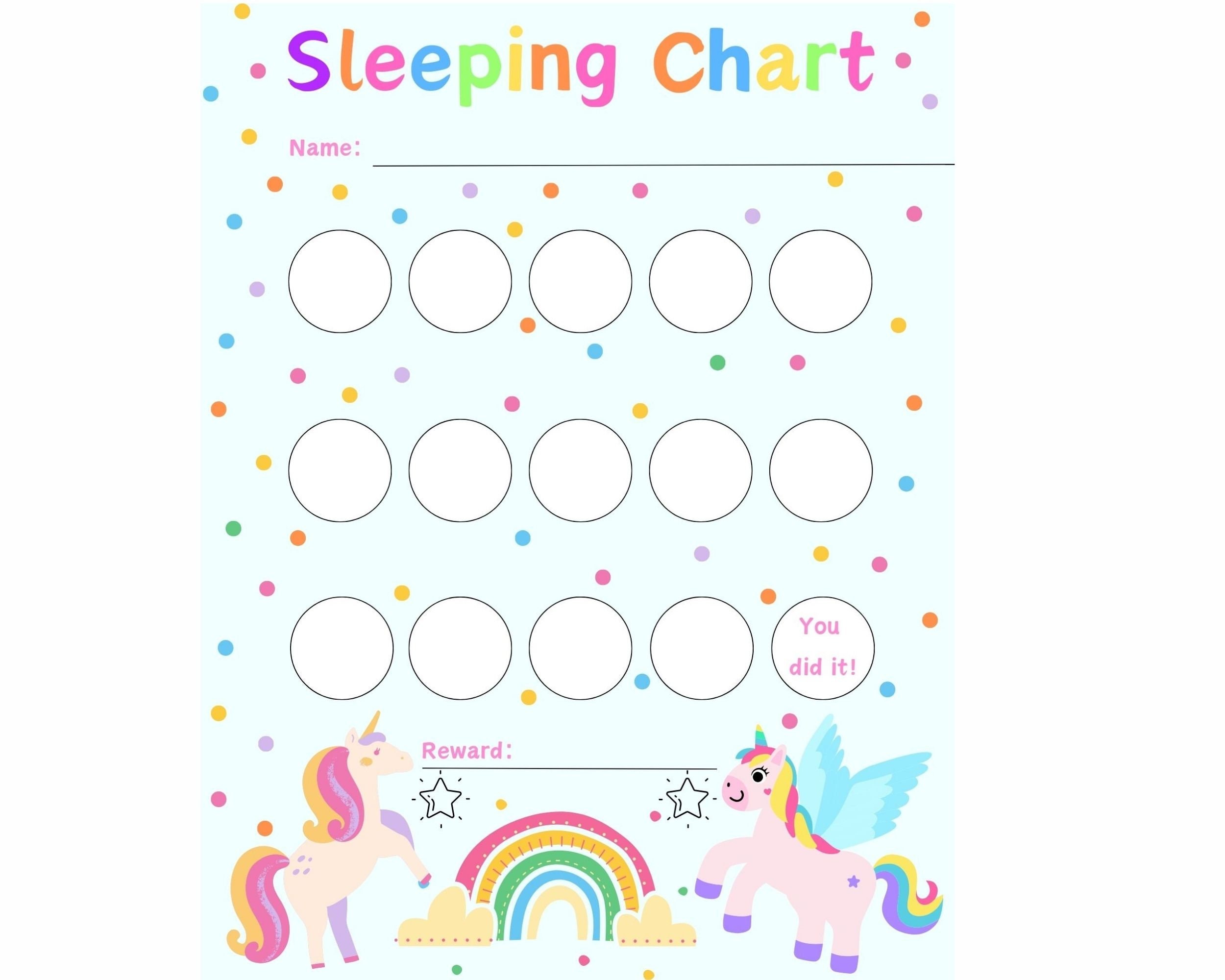 Kids Sleeping Chart Printable - Unicorn Sleeping Chart - Toddler ...