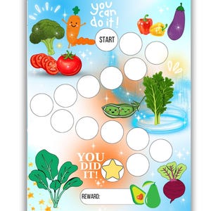 Fruit Reward Chart for Kids - Veggies Sticker Chart - Healty Eating ...