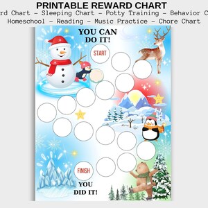 Printable Winter Reward Chart - Christmas Reward Chart - Snowman ...