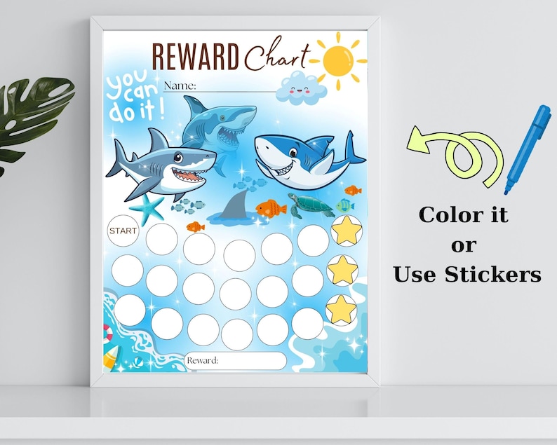 Printable Ocean Reward Chart Bundle: Under the Sea, Shark Potty ...
