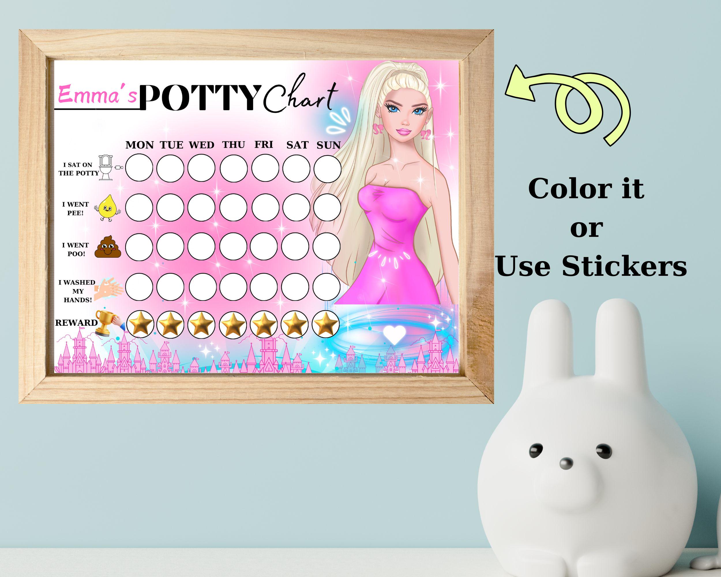Princess Potty Training Chart for Girls – Pink Reward Chart for ...