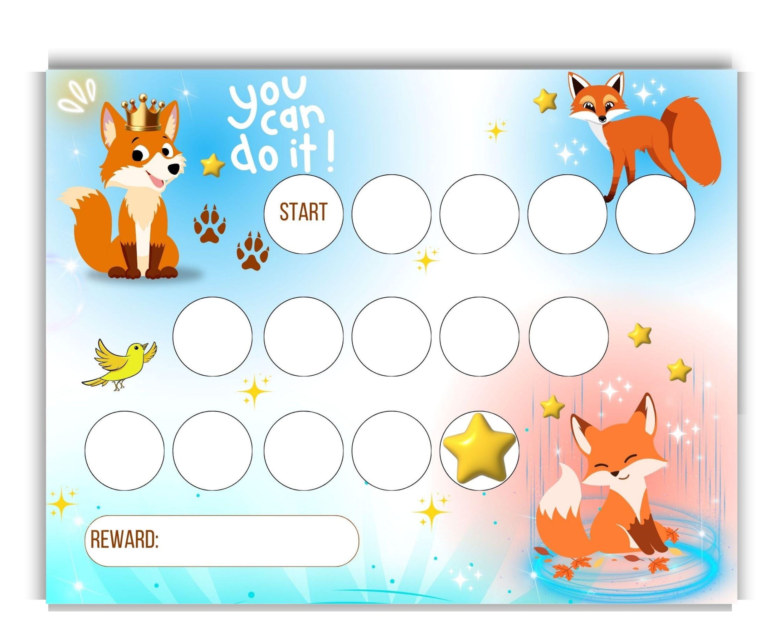 Printable Fox Reward Chart for Kids – Toddler Behavior Chart | Potty ...