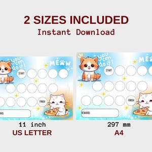 Printable Cat Reward Chart - Kids Behavior Chart - Potty Training ...