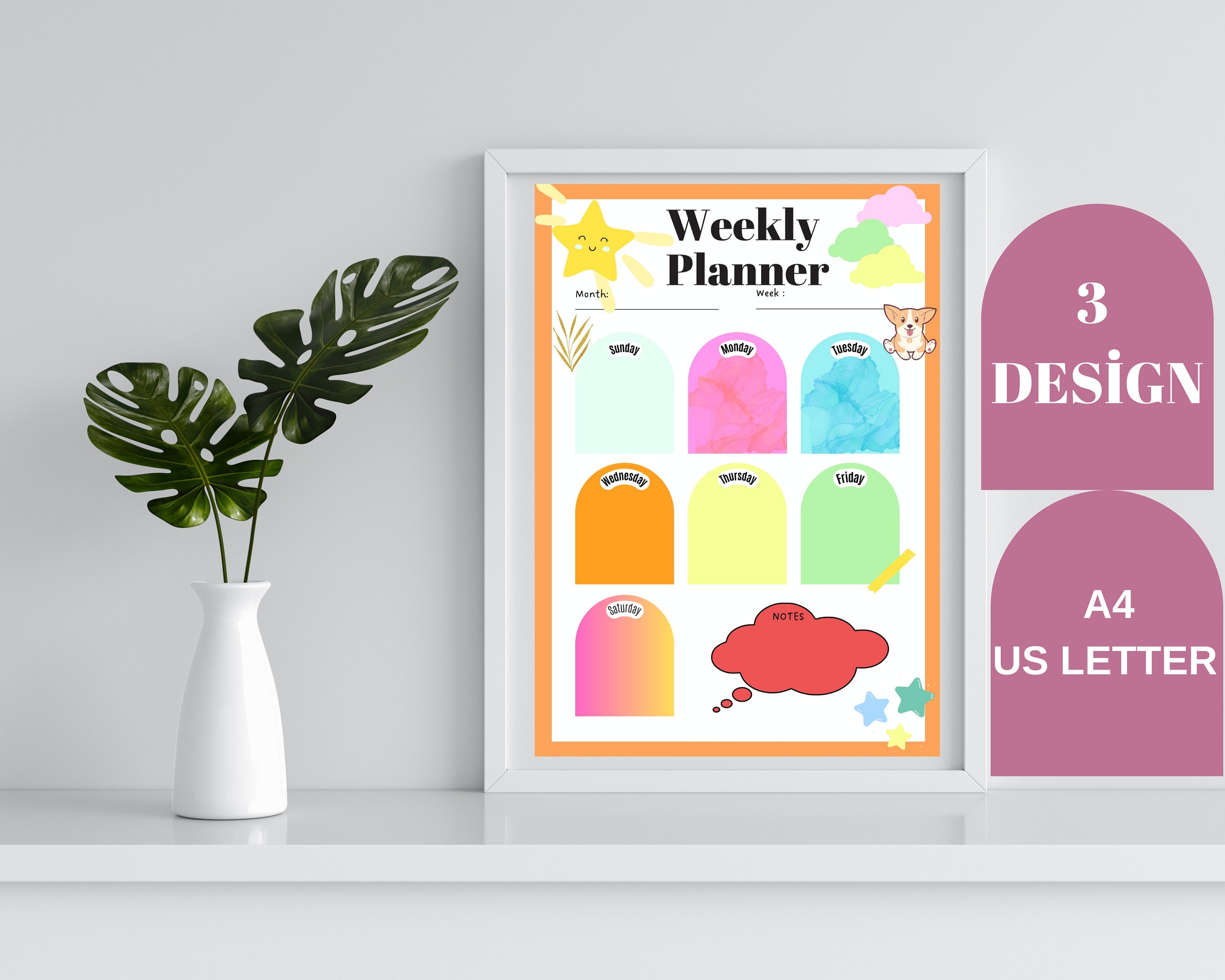 Kids Weekly Planner Childrens Weekly Planner Homework - Etsy
