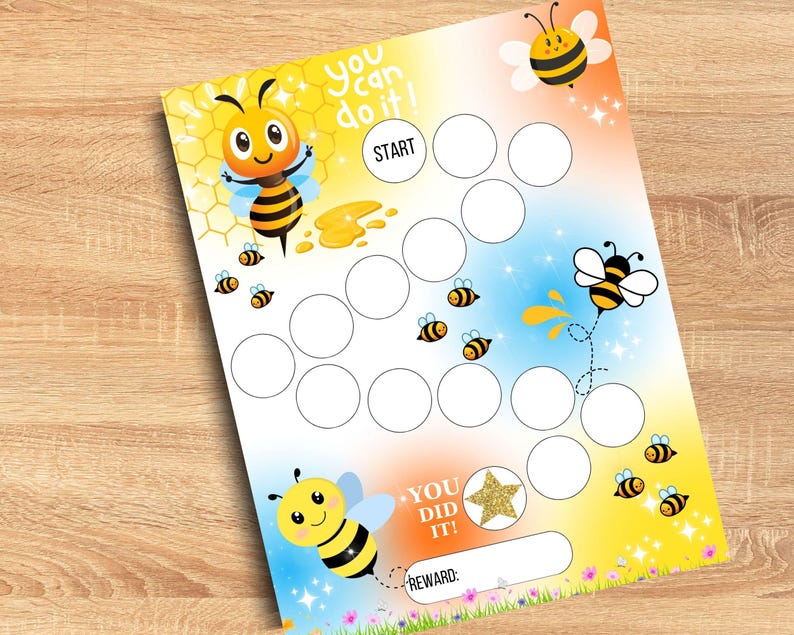Bee Reward Chart for Kids – Printable Chore, Behavior & Potty Training ...