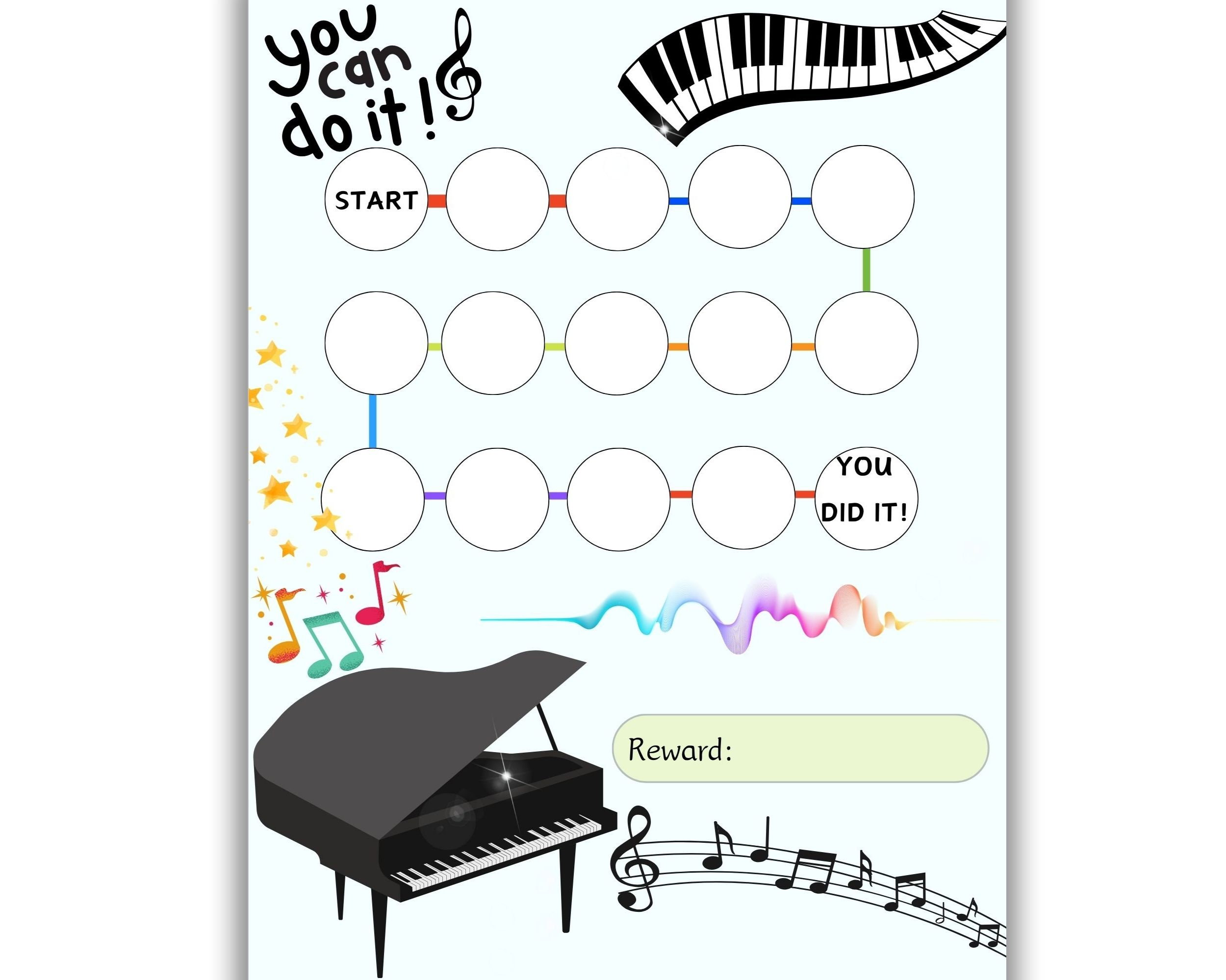 Printable Piano Reward Chart - Music Practice - Piano Practice - Music ...