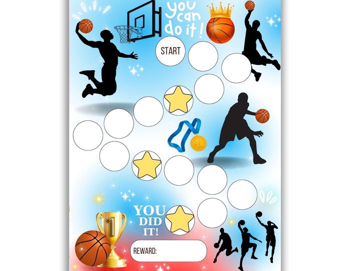 Basketball Reward Chart for Kids, Habit Tracker, Behaviour Chart ...