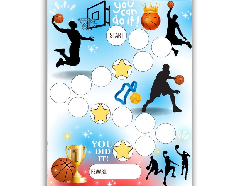 Basketbol Reward Chart Boys Behavior Chart Chore Chart Sleeping Chart ...