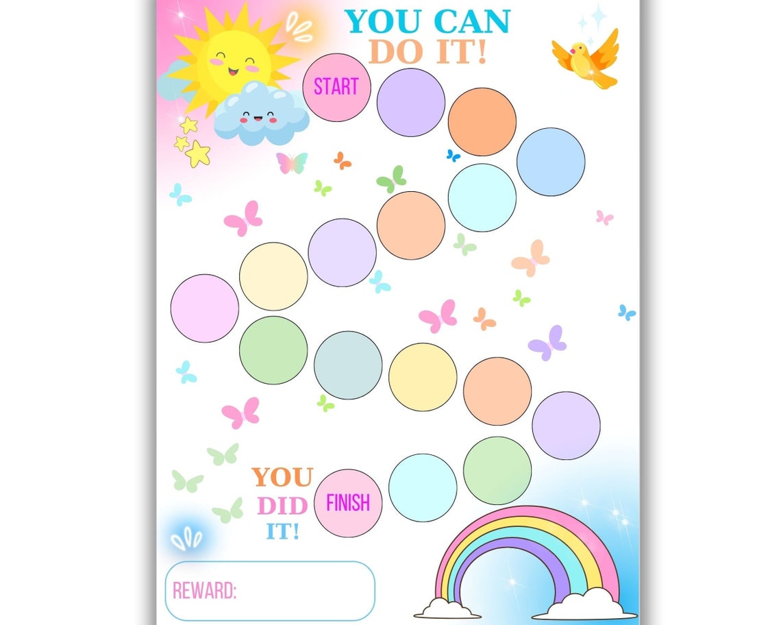 Printable Rainbow Reward Chart Sun Reward Chart Toddler Reward Chart ...