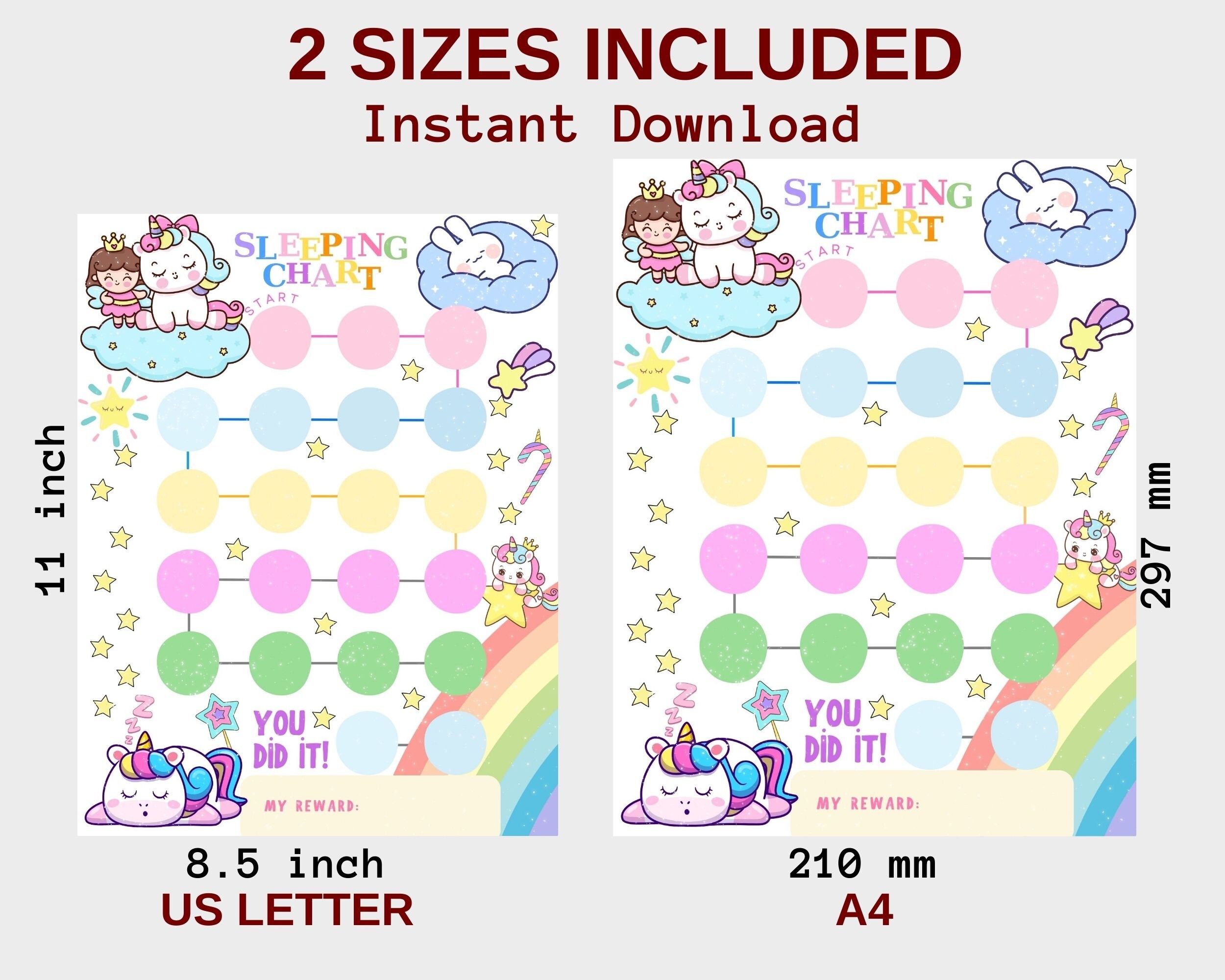 Printable Sleeping Chart for Kids - Unicorn Sleeping Chart - Toddler ...
