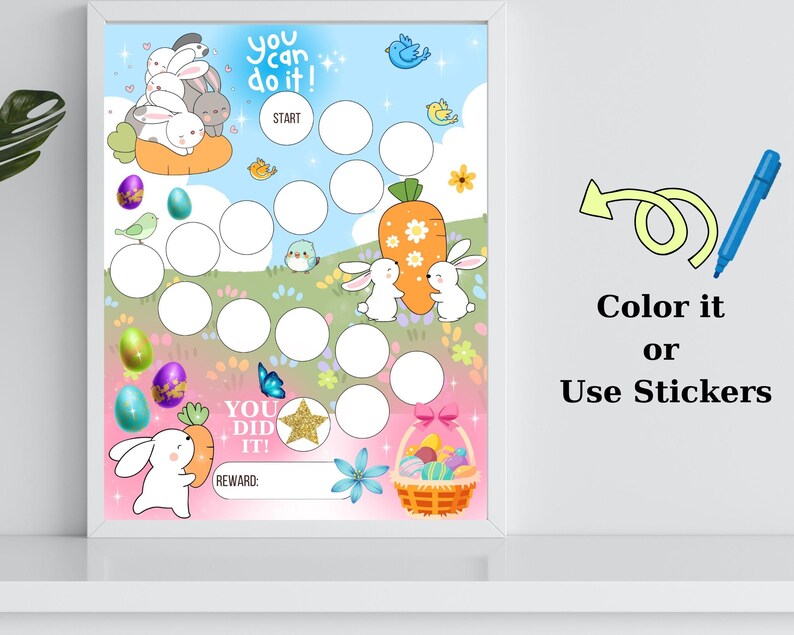 Printable Easter Reward Chart for Kids - Bunny Behavior Chart - Spring ...