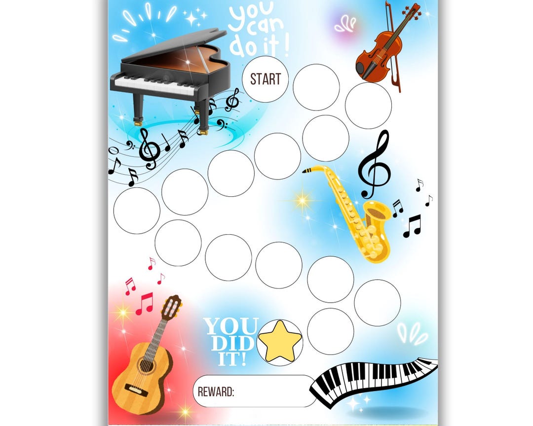 Printable Music Reward Chart - Music Practice Chart - Sleeping Chart ...