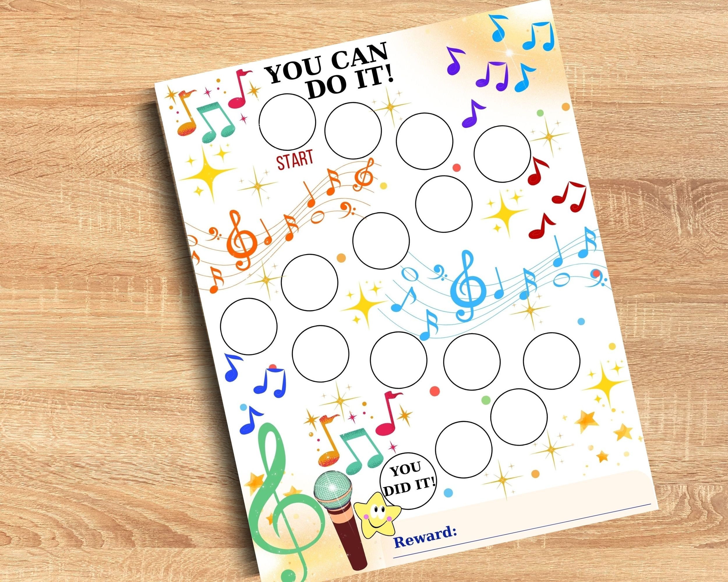 Printable Music Reward Chart Music Practice Chart Kids Music Reward ...