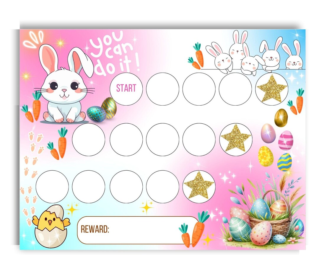 Easter Bunny Reward Chart - Bunny Sticker Chart - Chore Chart - Girls ...