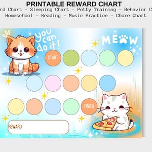 Printable Cat Reward Chart Kids Reward Chart Behavior Chart Potty ...