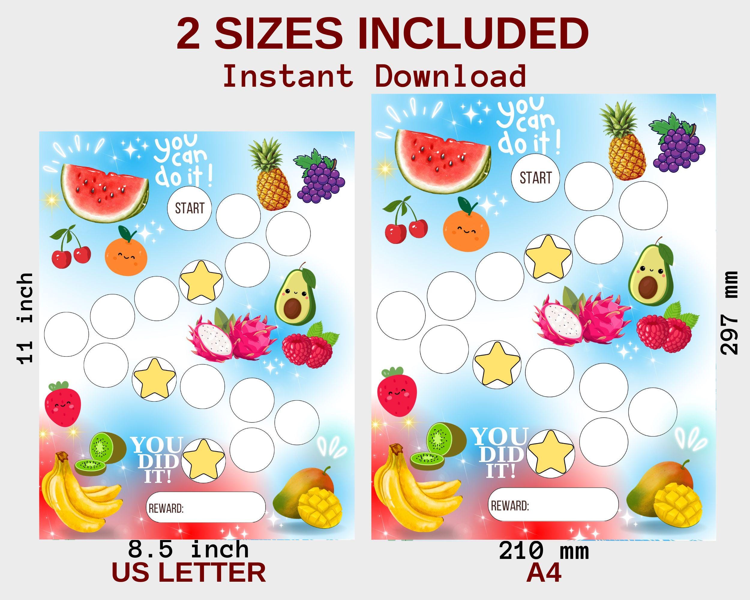 Fruit Reward Chart for Kids - Veggies Sticker Chart - Healty Eating ...