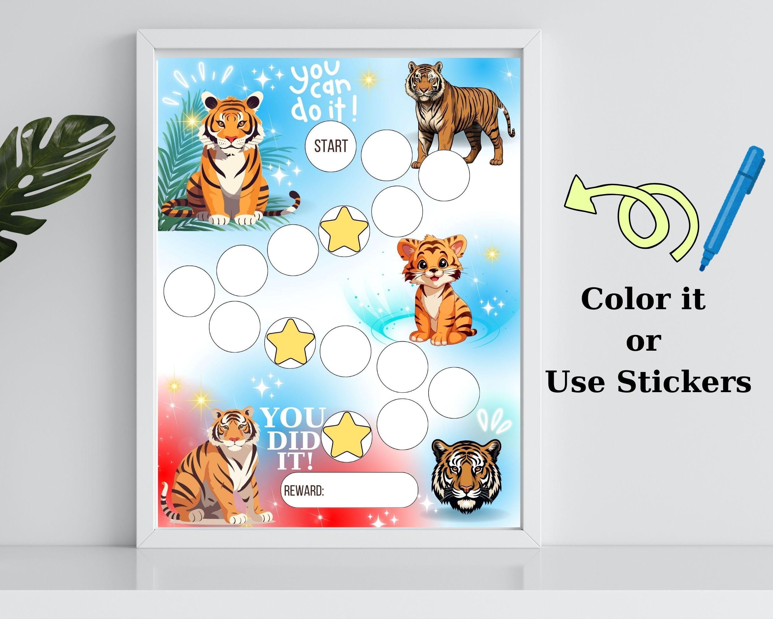 Tiger Reward Chart Kids Reward Chart Toddler Reward Chart Potty ...