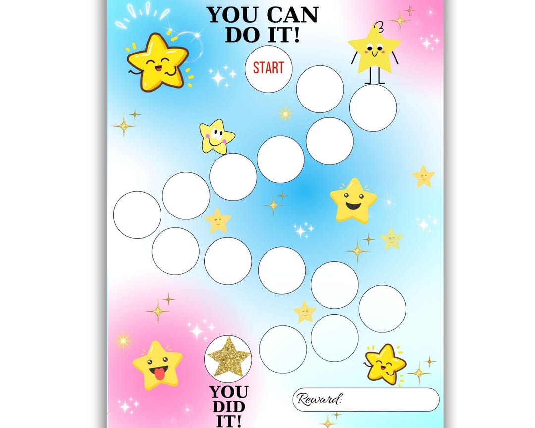 Colorful Star Reward Chart for Kids – Printable Behavior Chart, Potty Training, Chore Tracker ...