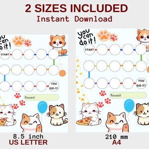 Printable Cat Reward Chart - Kids Reward Chart - Potty Training ...