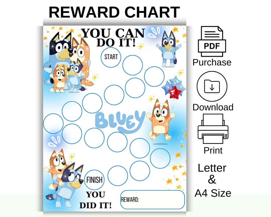 Bluey Reward Chart for Kids – Printable Chore Chart for Toddlers and ...