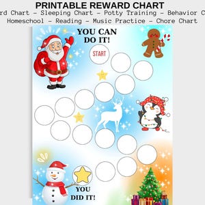 Christmas Reward Chart - Printable Kids Reward Chart - Snowman Sticker ...