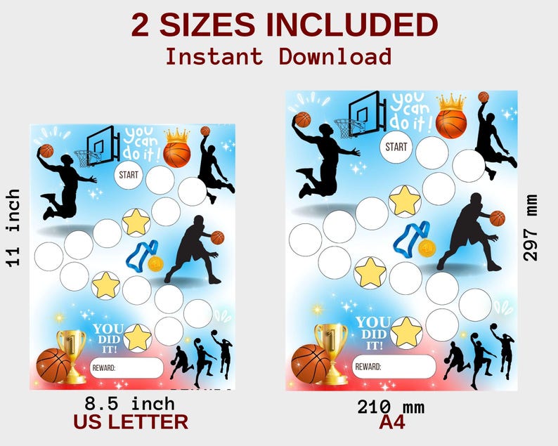 Basketbol Reward Chart Boys Behavior Chart Chore Chart Sleeping Chart ...