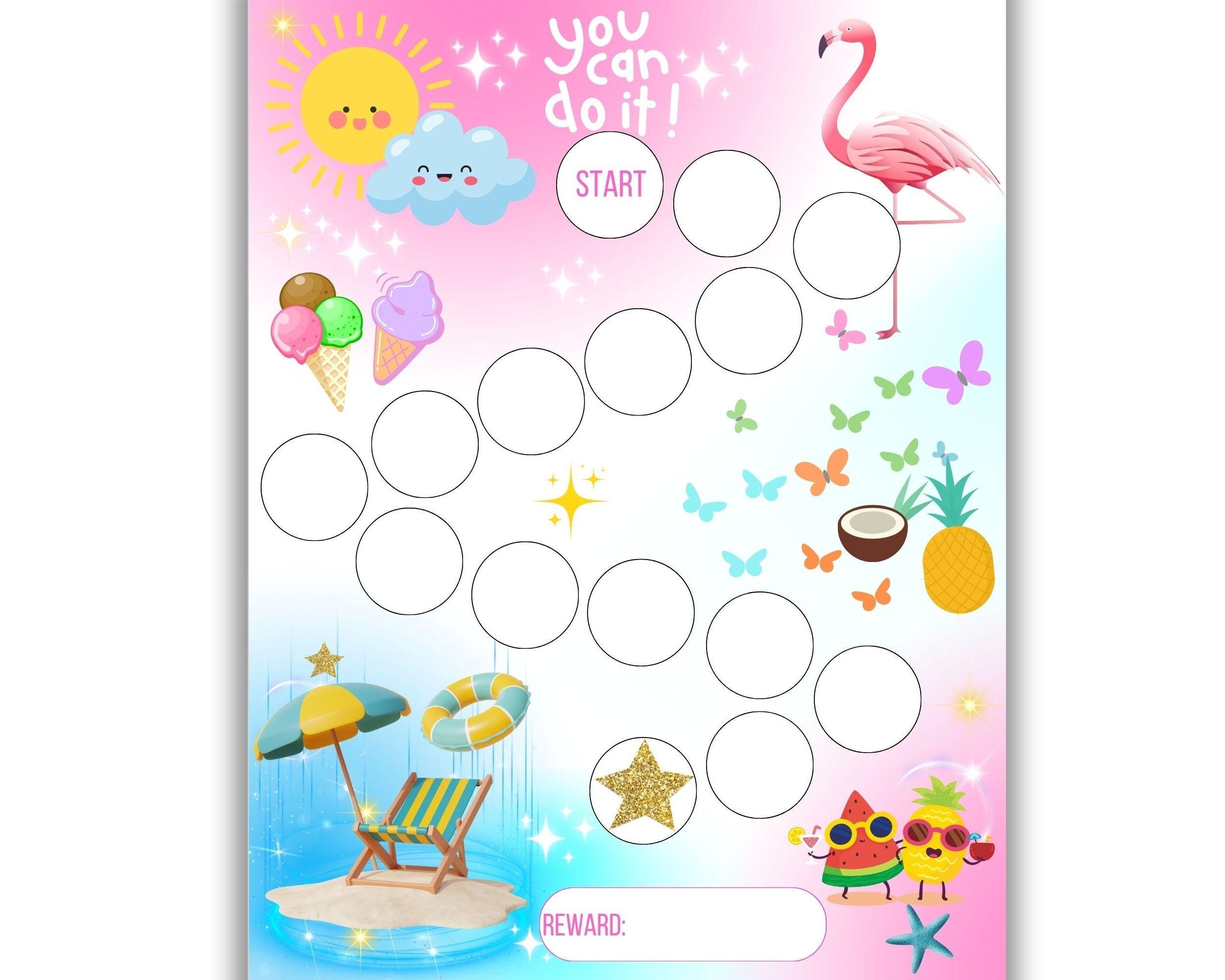 Summer Reward Chart - Printable Potty Training Chart - Flamingo Chore ...