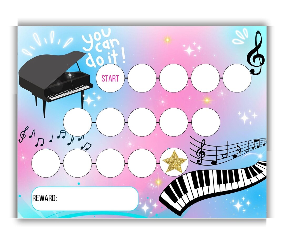 Printable Piano Reward Chart - Music Practice - Piano Practice - Music ...