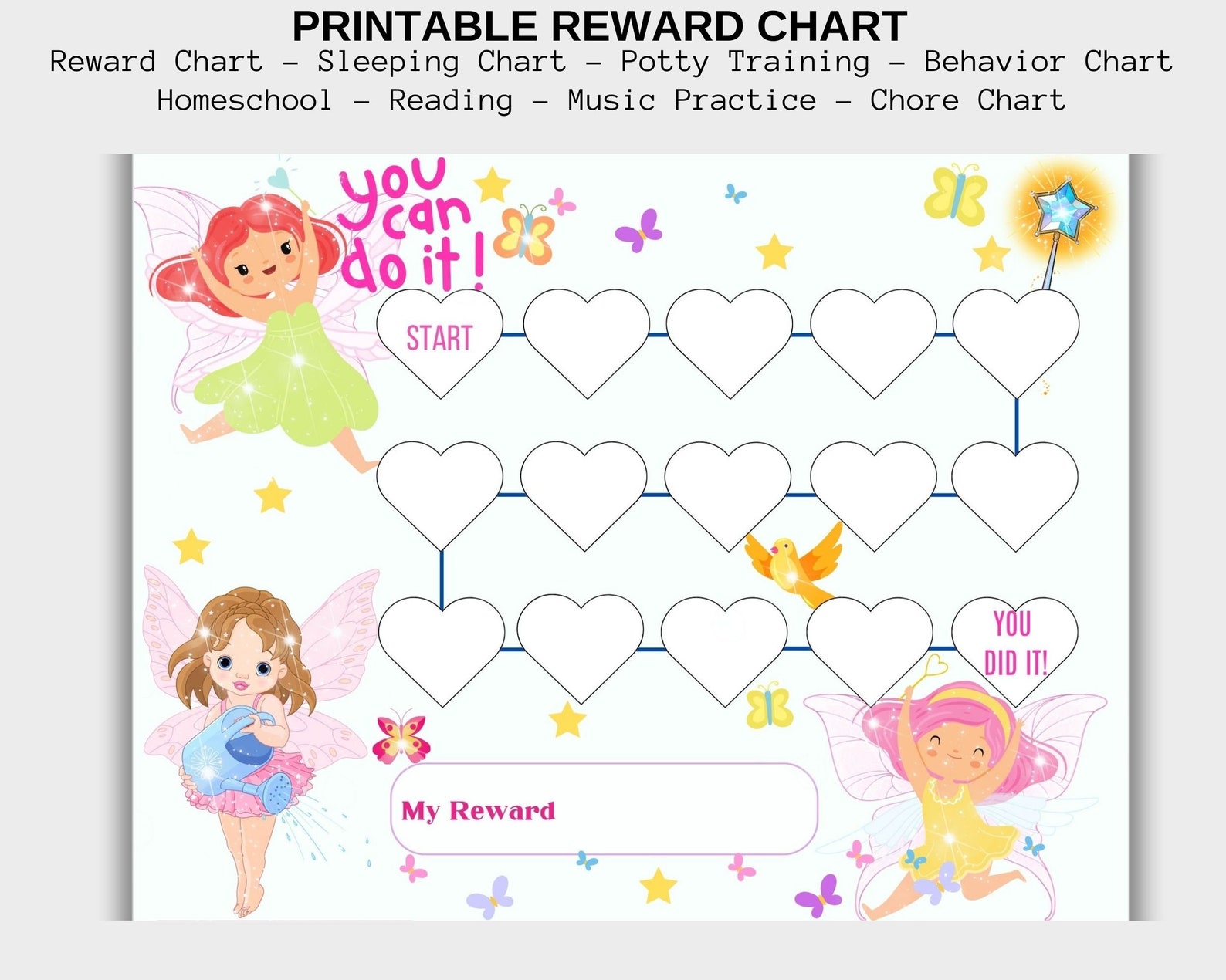 Fairy Reward Chart - Princess Reward Chart - Sleeping Chart - Potty ...