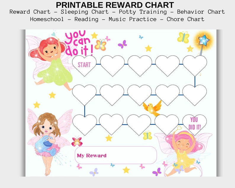 Fairy Reward Chart - Princess Reward Chart - Sleeping Chart - Potty ...